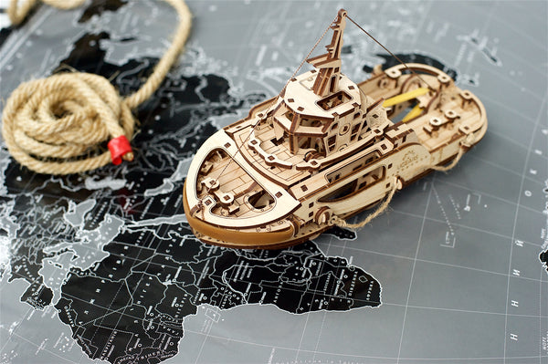 Tugboat - build your own moving model by UGears | UGEARS Mechanical Models