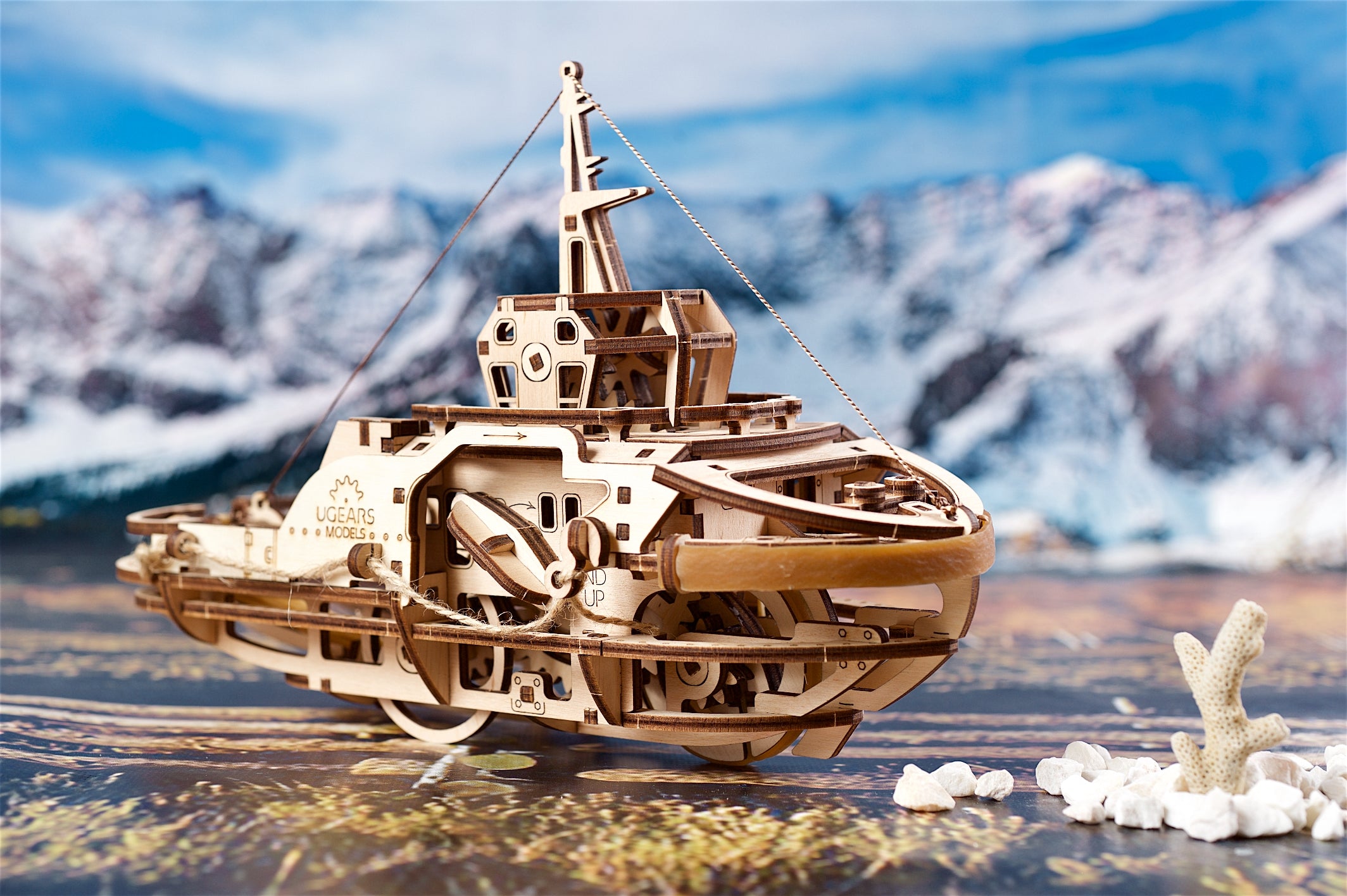 Tugboat - build your own moving model by UGears | Ugears.Online